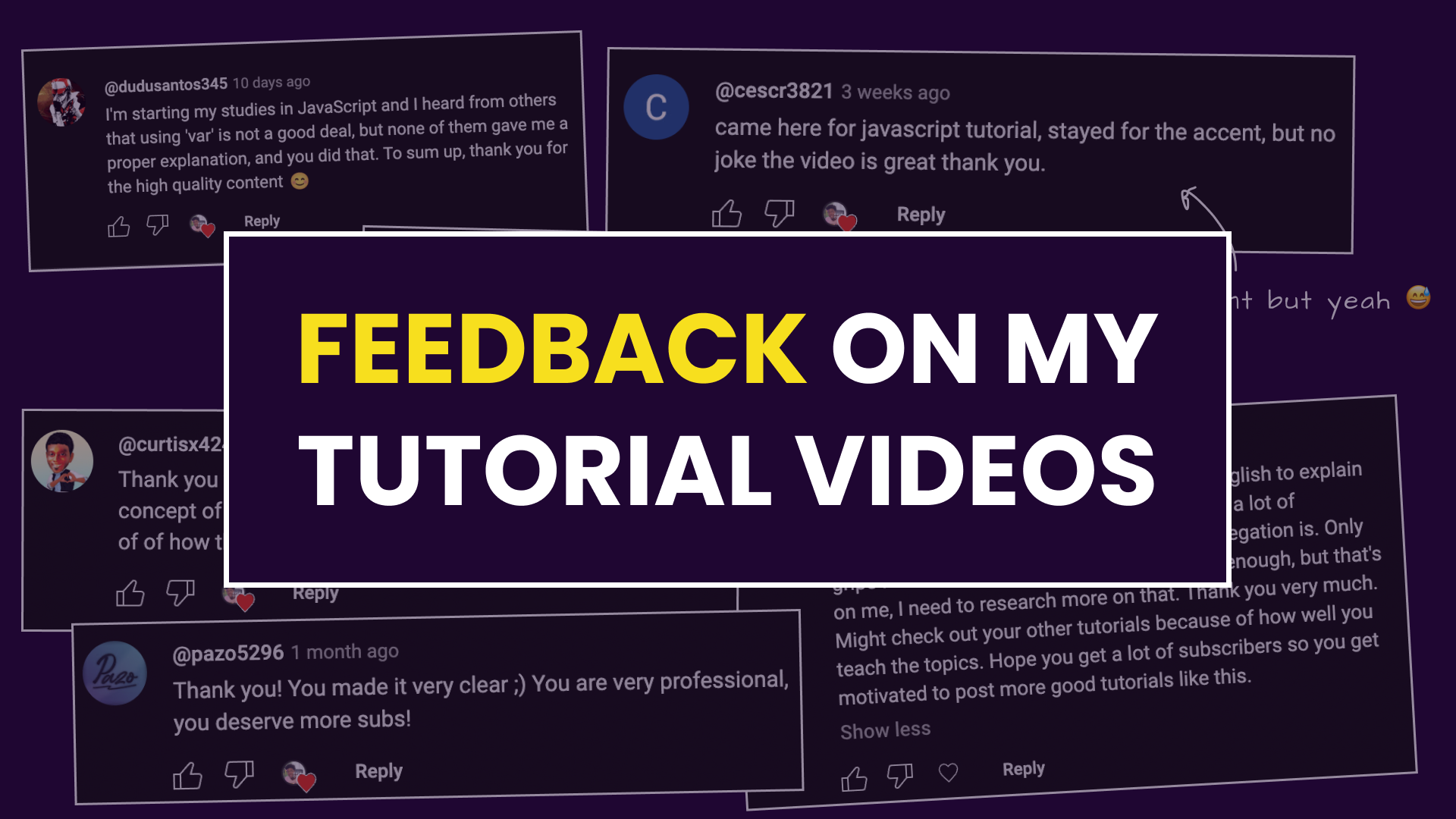 Feedback on my YouTube Videos